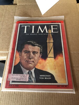 Magazine Time. Missileman Von Braun February 17 1958 | eBay