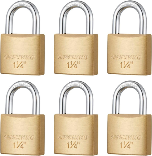 6 Pack Solid Brass Keyed Alike Padlock with Key, Small Locks with Keys ...