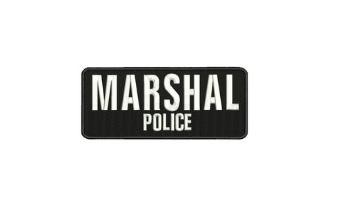 Marshal POLICE Embroidery Patches 2x5 hook white lettering | eBay