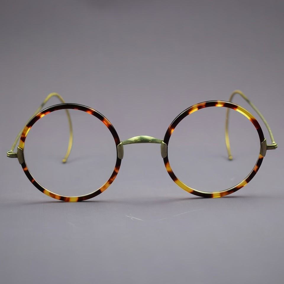 Round Retro Acetate Metal Old Vintage Antique Wire Eyeglasses Glasses ...