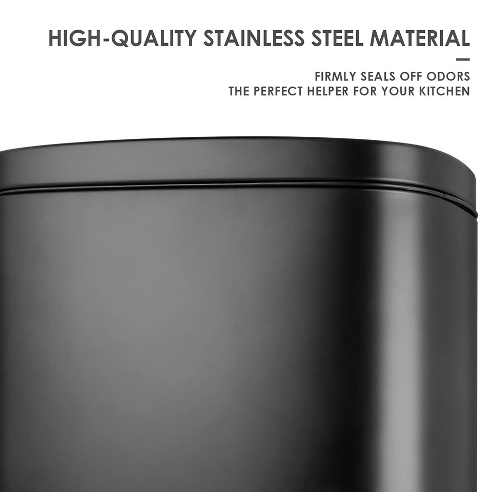 8 gal Kitchen Garbage Can Stainless Steel Trash Can W/ Foot Pedal Soft ...