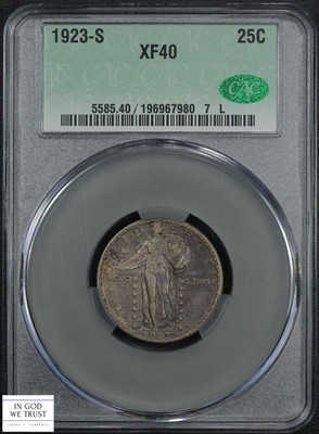 1923 S Standing Liberty Silver Quarter 25C Legacy CACG XF 40 CAC | eBay