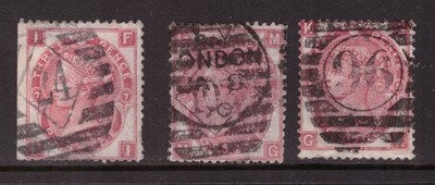 Queen Victoria 1867 3d Spray watermark SG 103 x3 copies plates 5,5,7 ...