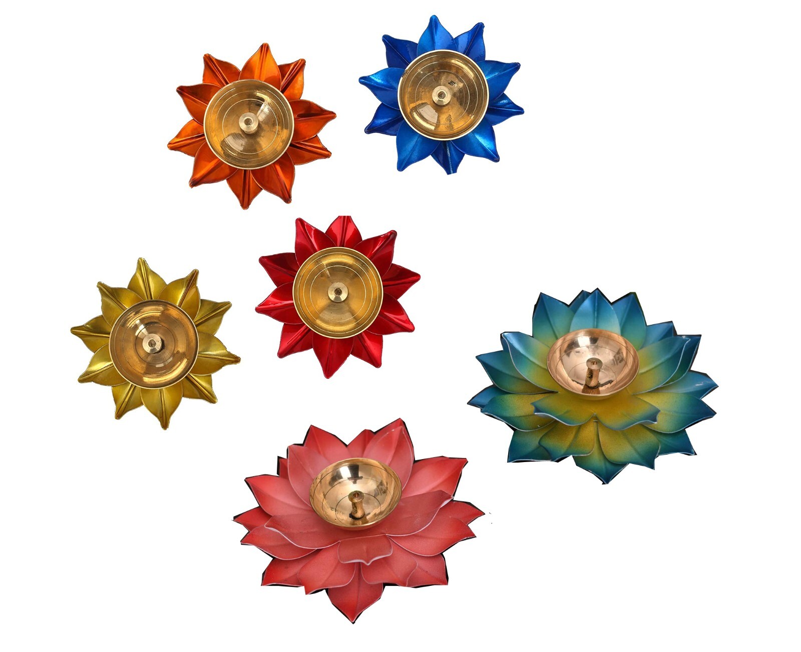 Lotus Shape Akhand Jyot Diya Deepak Set for Diwali Festival Pack of 6 ...