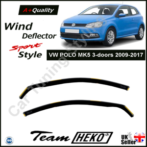 VW POLO MK5 3-doors 2009-2017 6R/6C 2-pc Wind Deflectors HEKO Tinted | eBay
