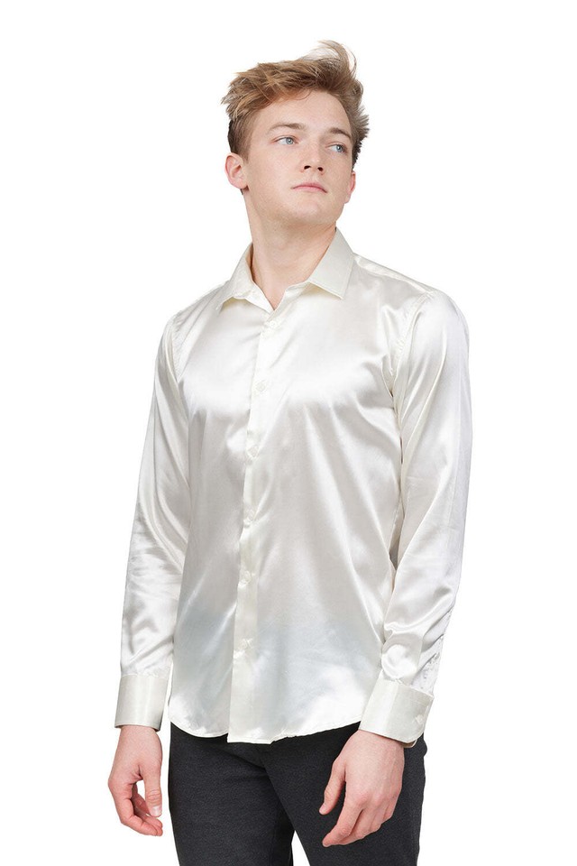 BARABAS Mens Luxury Metallic Long Sleeve Button Down Shiny shirts B312 ...