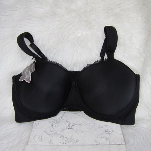 Ashley Stewart Full Coverage Butterfly Bra Double Closure Black 42DD ...