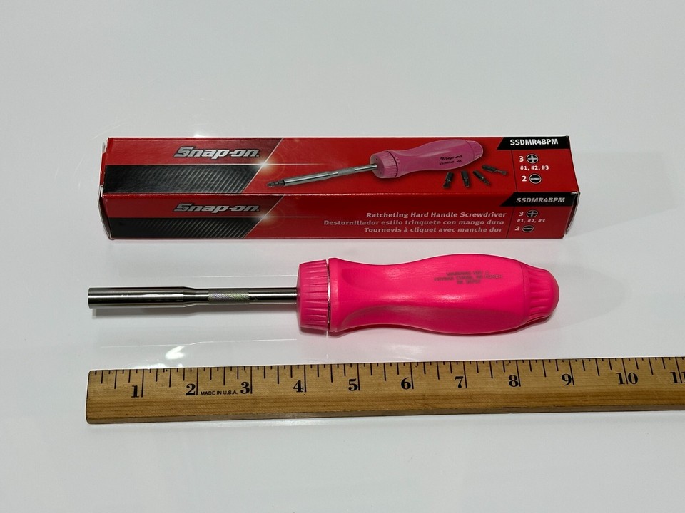 NEW Snap-On Tools USA PINK Hard Handle Ratcheting Screwdriver w/ Bits ...