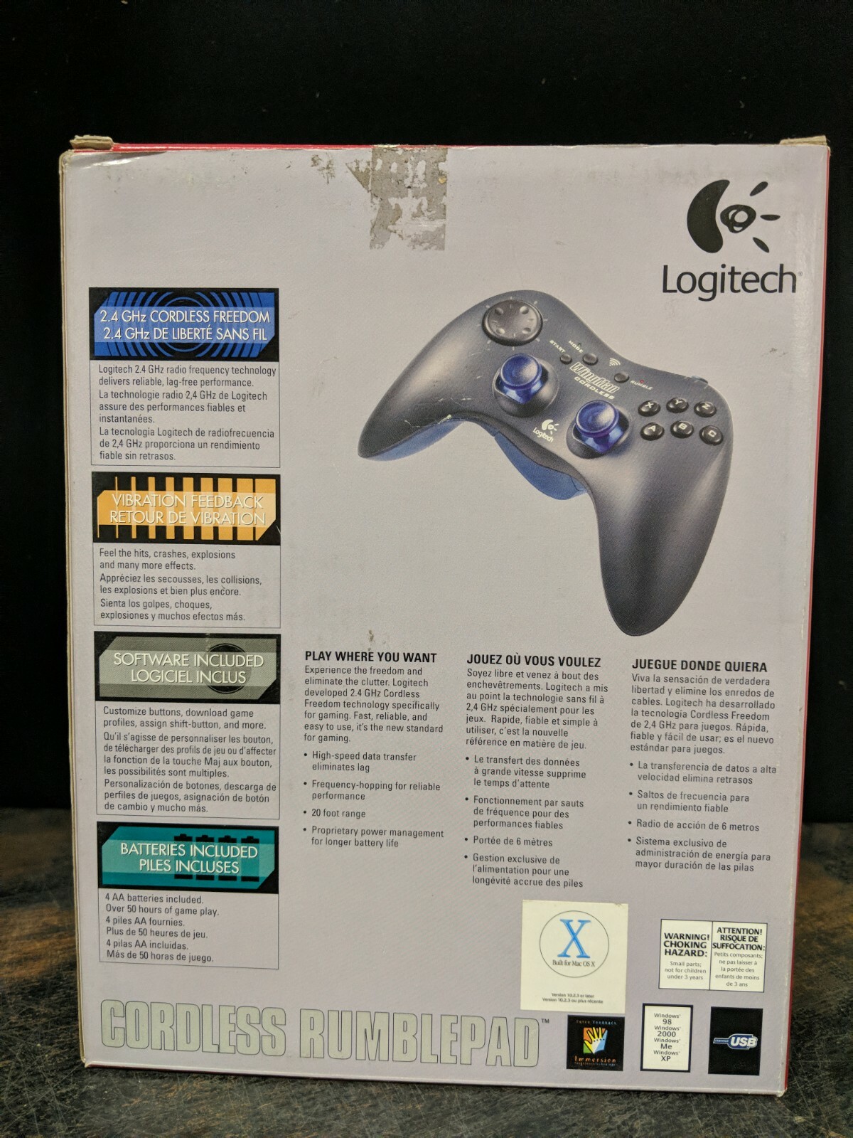NEW Logitech Wingman Cordless Rumblepad 2.4 GHz,USB Logitech PC Box ...