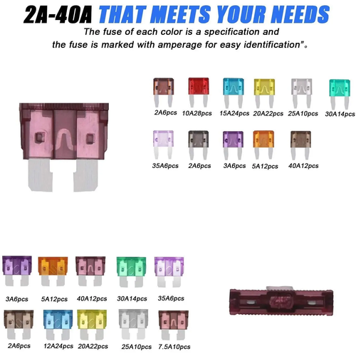300Pcs Car Fuses Assortment Kit, Blade-Type Automotive Fuses Standard ...