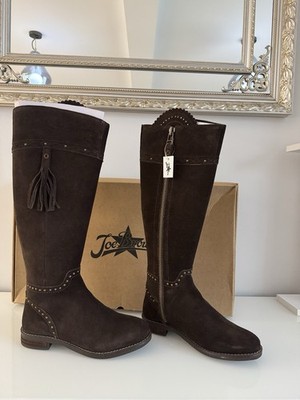 Joe Browns Ladies Boots Brown Suede Knee High With Studs & Tassels UK ...