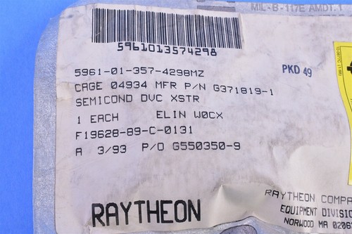 Raytheon Mil-Spec N-Channel MOSFET JANTX Qualified # G371818-1 / JANTX ...