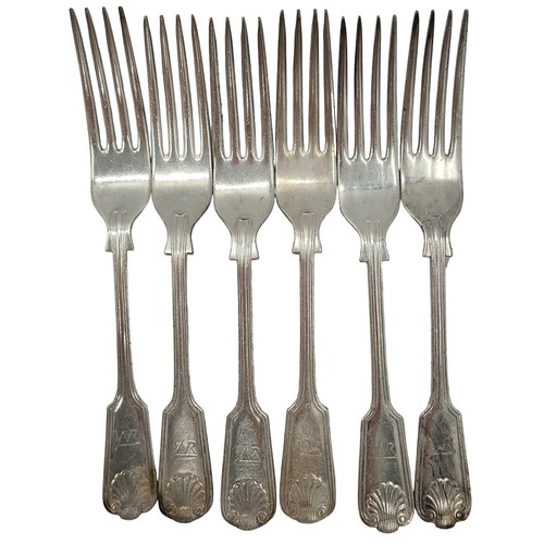 Sheffield England Antique Silver Plate Fiddle Thread and Shell 6 Dinner ...