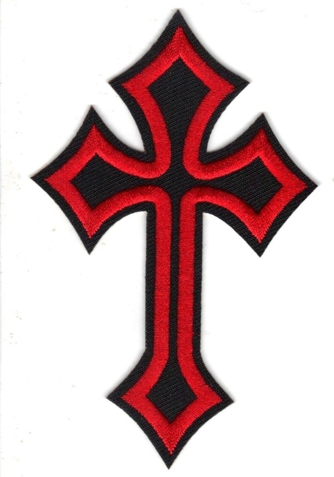 Patch Inverted Gothic Red Cross Black Metal GOTH Satanic Baphomet ...