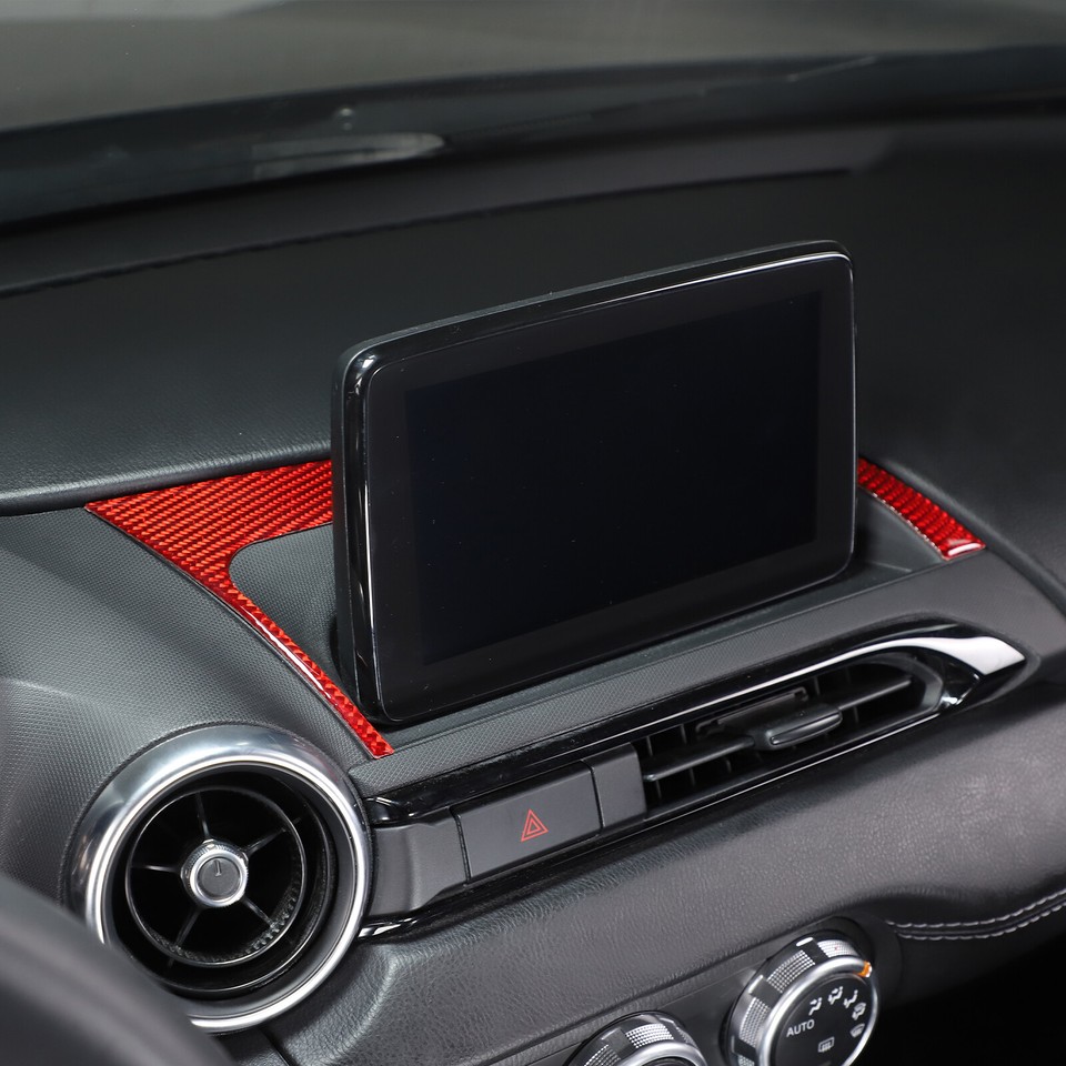 Red Carbon Car Navigation Screen Back Sitcker Strip For Mazda MX-5 ...