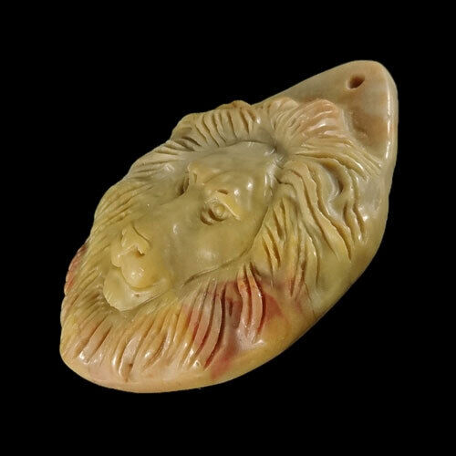 BI28003# Hand Carved Unique Lion Head Succor Creek Jasper Pendant Bead ...