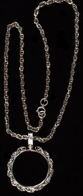 Rope Coin Bezel 39mm Silver Tone Heavy 4mm Rope & 4mm Chain Frame New ...