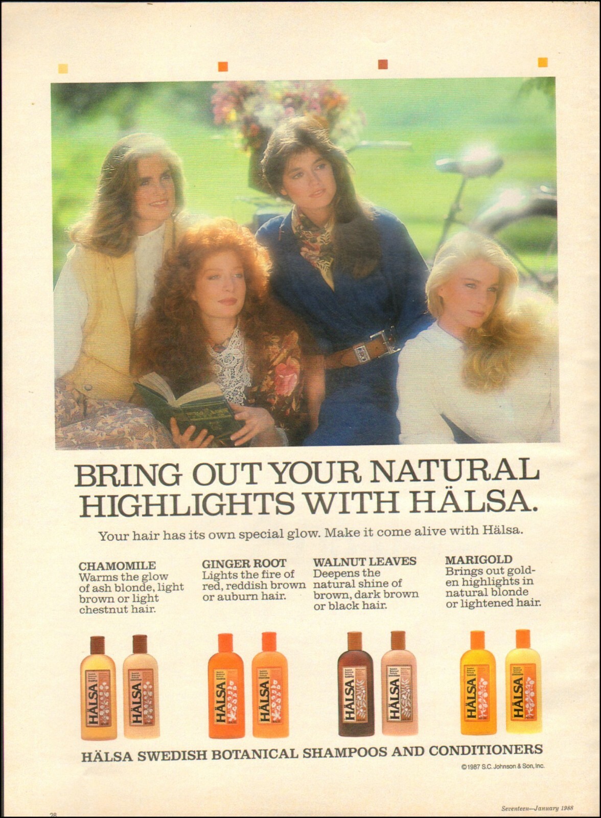 1987 Print ad for Halsa Swedish Botanical Shampoos retro Cosmetic 04/10 ...