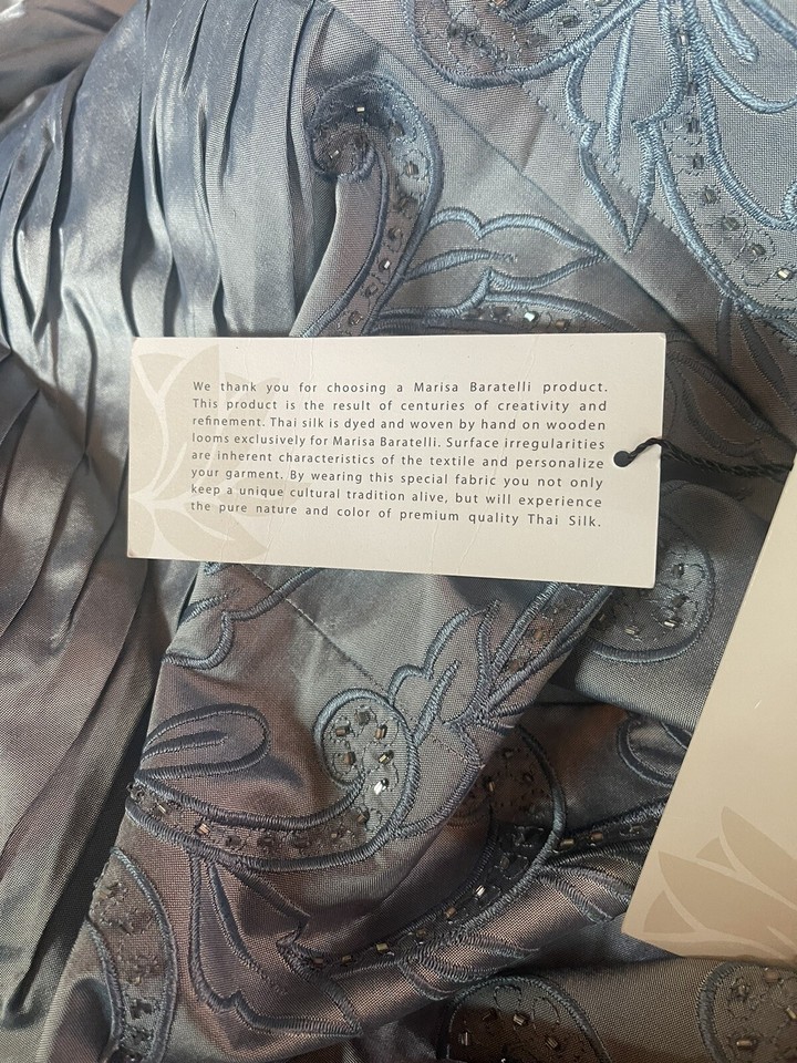 NWT MARISA BARATELLI 100% THAI SILK GOWN MOTB Sz 10 Blue Dawn Off ...