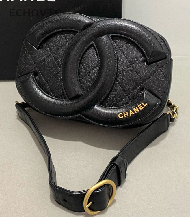 CHANEL CC Logo Chain Shoulder bag Calfskin Black Gold Women Almost ...