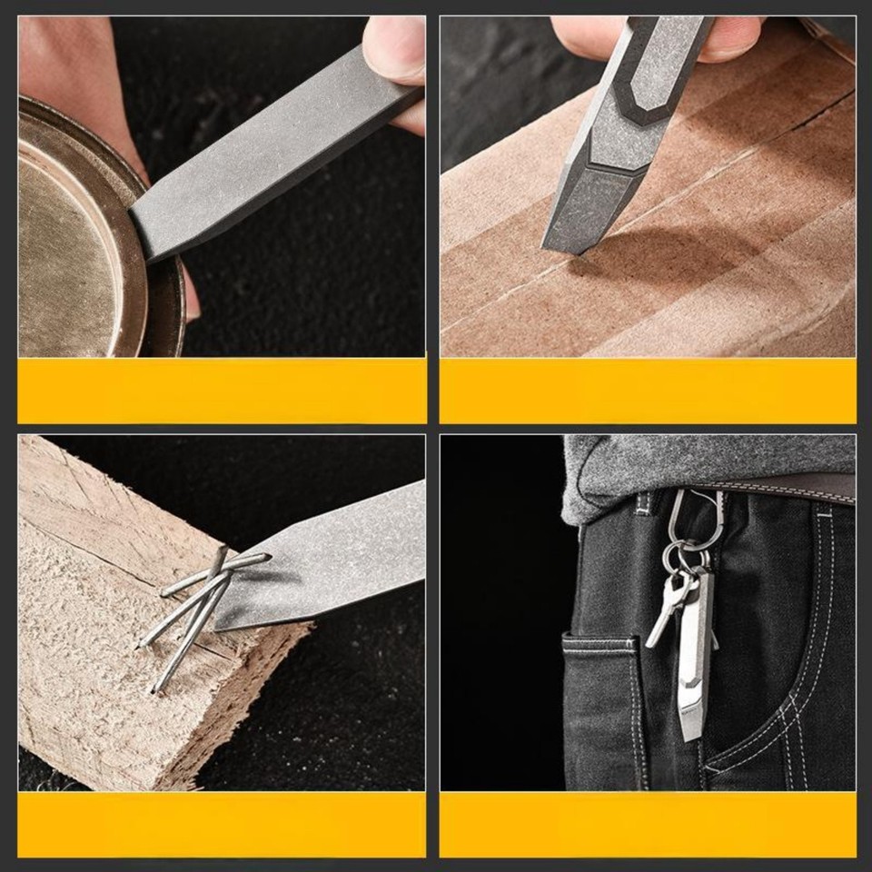 Titanium Alloy EDC Pry Bar Multi Tool Keychain Bottle Opener ...