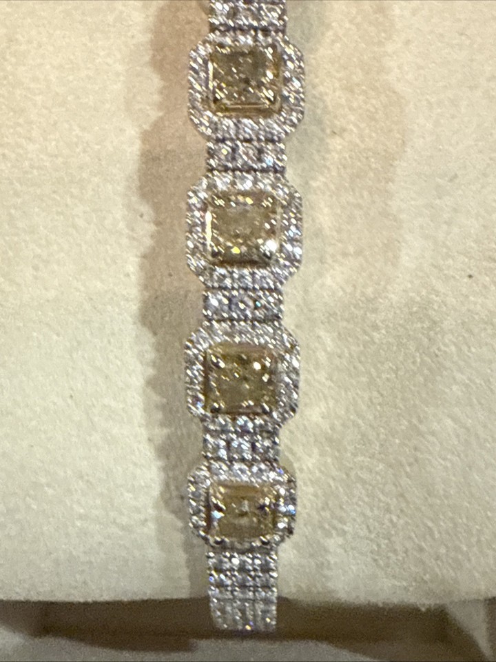 Norman Silverman 21 ctw White/Yellow Diamond Cuff Bracelet 90k in today ...