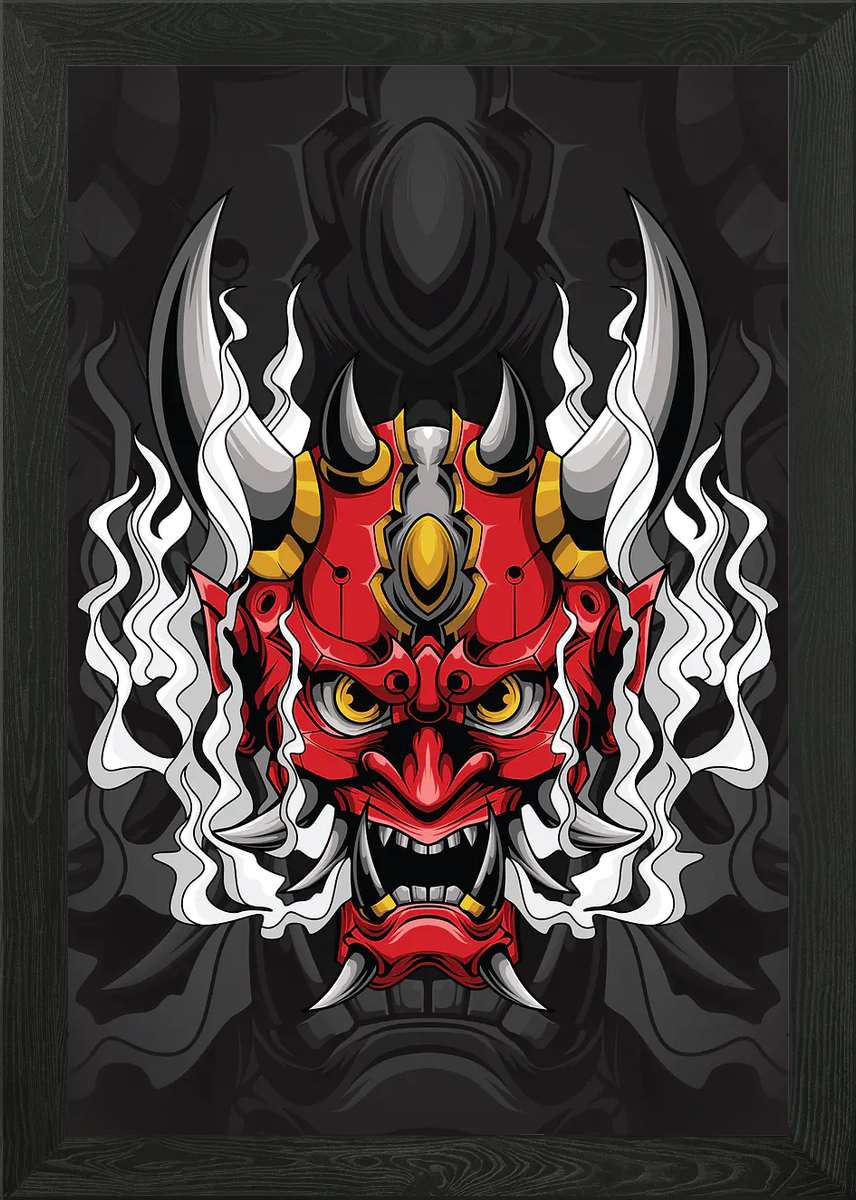 Japanese Oni Mask Framed Wall Art Poster Canvas Print Picture | eBay UK