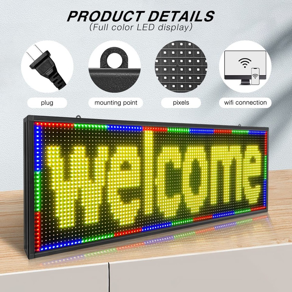 Outdoor P10 LED Digital Sign - RGB Full Color WiFi Programmable LED ...