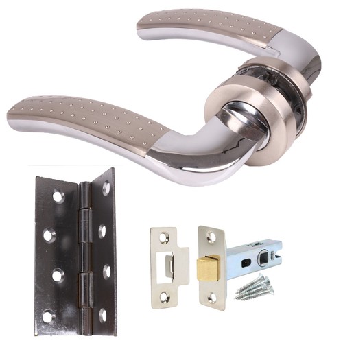 TWO TONE CHROME DIMPLE HANDLES SET CHOOSE Internal Home Door Lever ...