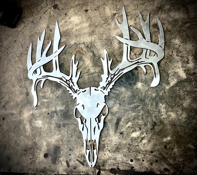 Whitetail Buck Skull Polished Steel Metal Hanging, Buck Deer Art ...