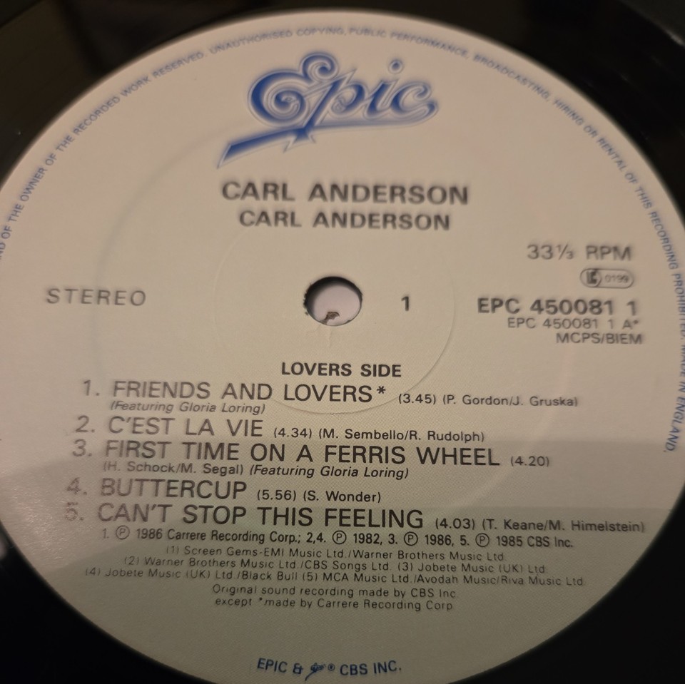 Carl Anderson - Carl Anderson (LP, Album) Exc vinyl | eBay UK