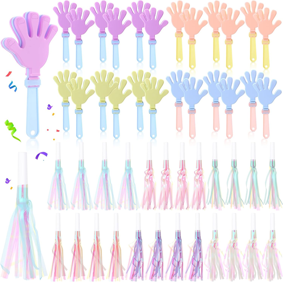 48 Pieces Pink Mermaid Party Noise Makers 24 Hand Clapper Noisemakers ...