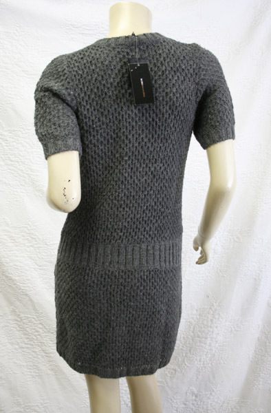 BCBG HEATHER CHARCOAL "FHD1B786" SHORT SLEEVE BUTTON SWEATER DRESS NWT ...
