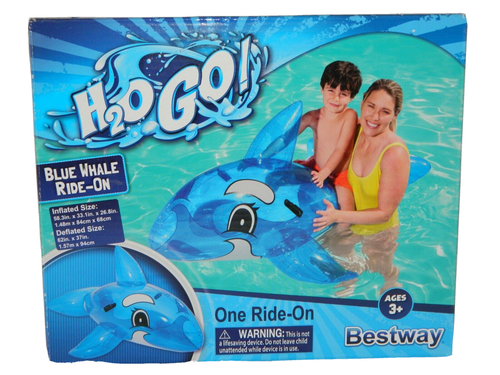H2O GO! Blue Whale Ride-On Pool Float Raft Lounge 58.3" x 33.1" x 26.8 ...
