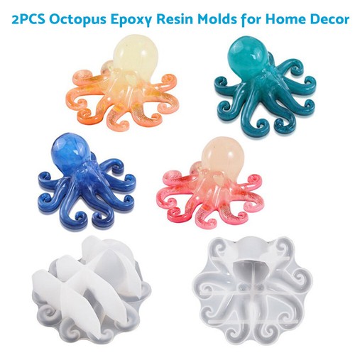 2PCS Octopus Mold Silicone Epoxy Resin Casting Mould 3D Sea Animal ...
