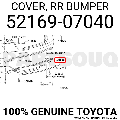 5216907040 Genuine Toyota COVER, RR BUMPER 52169-07040 | eBay