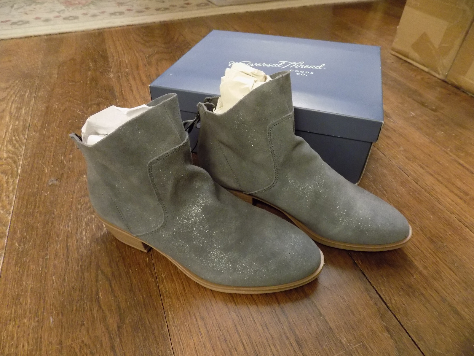 Suede Metallic Sparkle Gray Blue Dedra Fashion Ankle Boots Universal ...