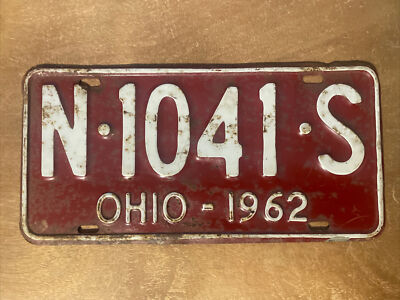 1962 Ohio License Plate # N-1041-S | eBay