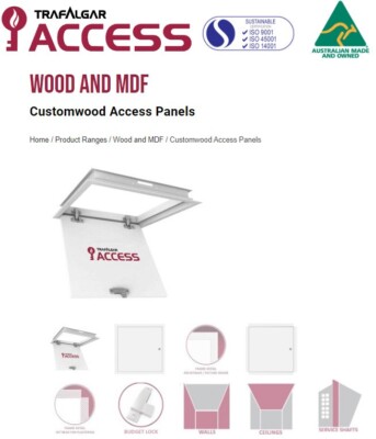 Manhole Access Ceiling Wall Top Panel Hinged Wood Door 450 x450 actual ...