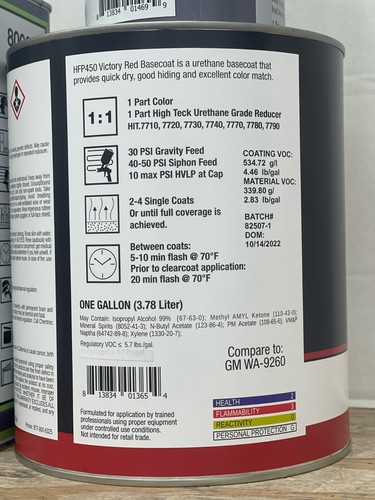 GM/CHEVY Code WA9260/u9260/9260 Victory Red Basecoat paint with Gallon ...