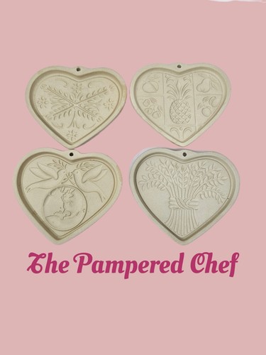 The Pampered Chef Family Heritage Stoneware Cookie Molds Qty 4 Has Some ...