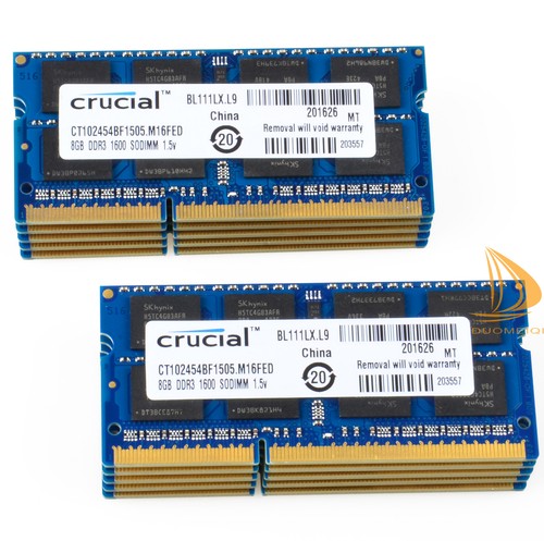 Crucial 10x 8GB 2Rx8 PC3-12800S DDR3 1600Mhz SODIMM Laptop Memory CL11 ...