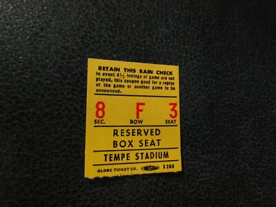 Reserved Box Seat Tempe Stadium TICKET Stub | eBay