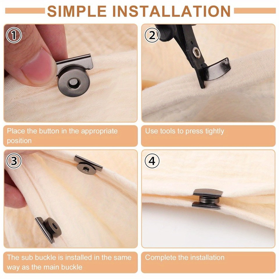 10Pcs Magnetic Buttons Snap Buckle Clip Closure Clasps for Bags Handbag ...