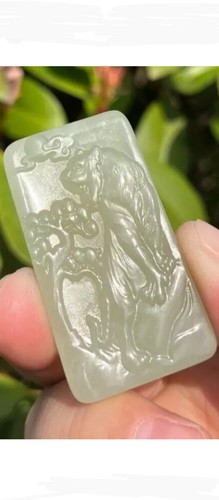 CERTIFIED 23.7g 100% NATURAL HOTAN JADE HAND CARVED TIGER PENDANT. Gem ...