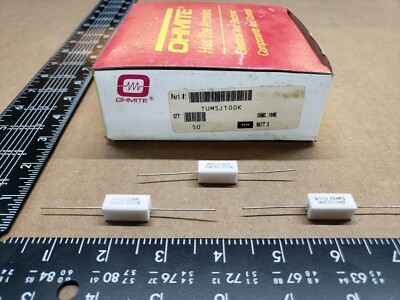 (25 pcs) TUM5J100K Ohmite, 5 Watt 100K Ohm 5%, Cement Filled, Ceramic ...