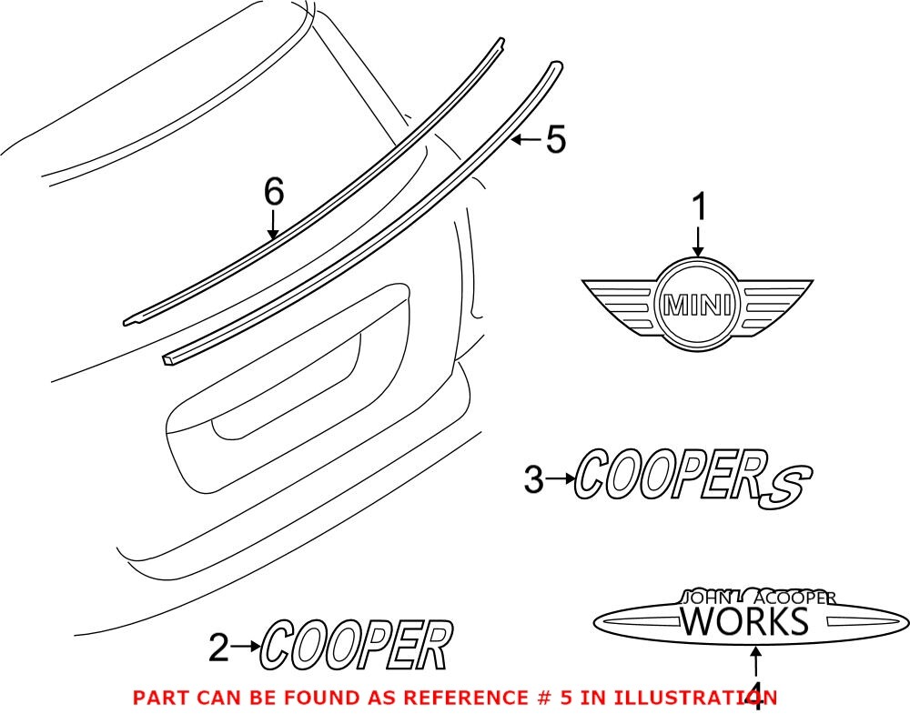 Genuine OEM Liftgate Reveal Molding for Mini 51312754852 | eBay