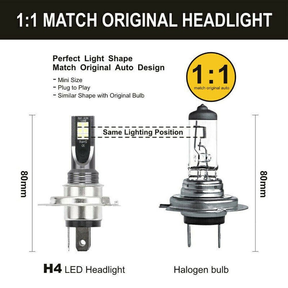 Premium Quality 2PCS H4 9003 HB2 LED Headlight Bulbs Kit 3000K Golden ...
