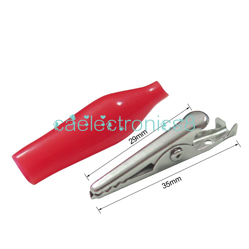 10PCS NEW Red Black Soft Plastic Coated Testing Probe Aligator Clips ...