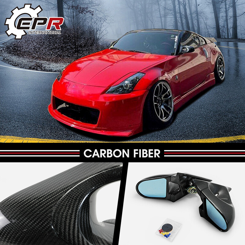 For Nissan 350Z Z33 03-08 (RHD) 2pcs Carbon Fiber Rear View Rearview ...